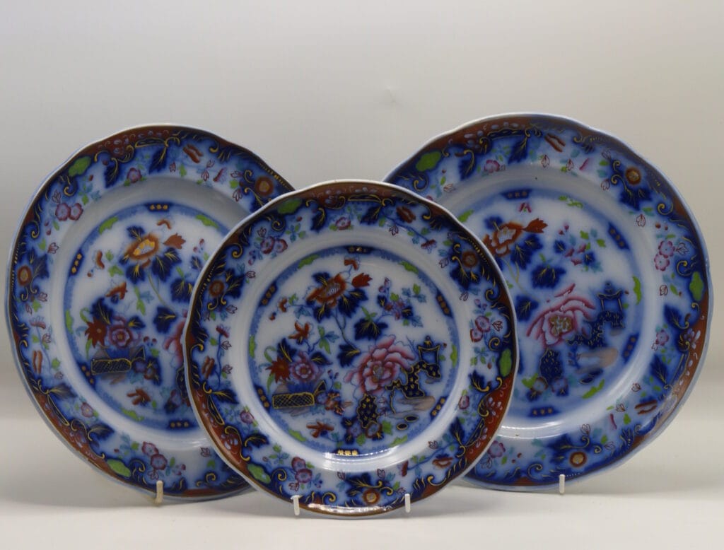 Flow Blue Polychrome - Dessert Plate - Jackie's Antique Showcase