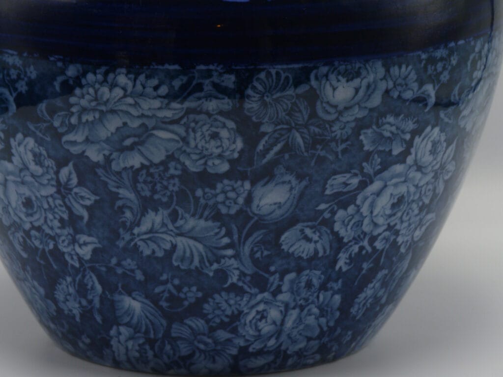 Flow Blue Floral Jardiniere - Losol Ware - Jackie's Antique Showcase