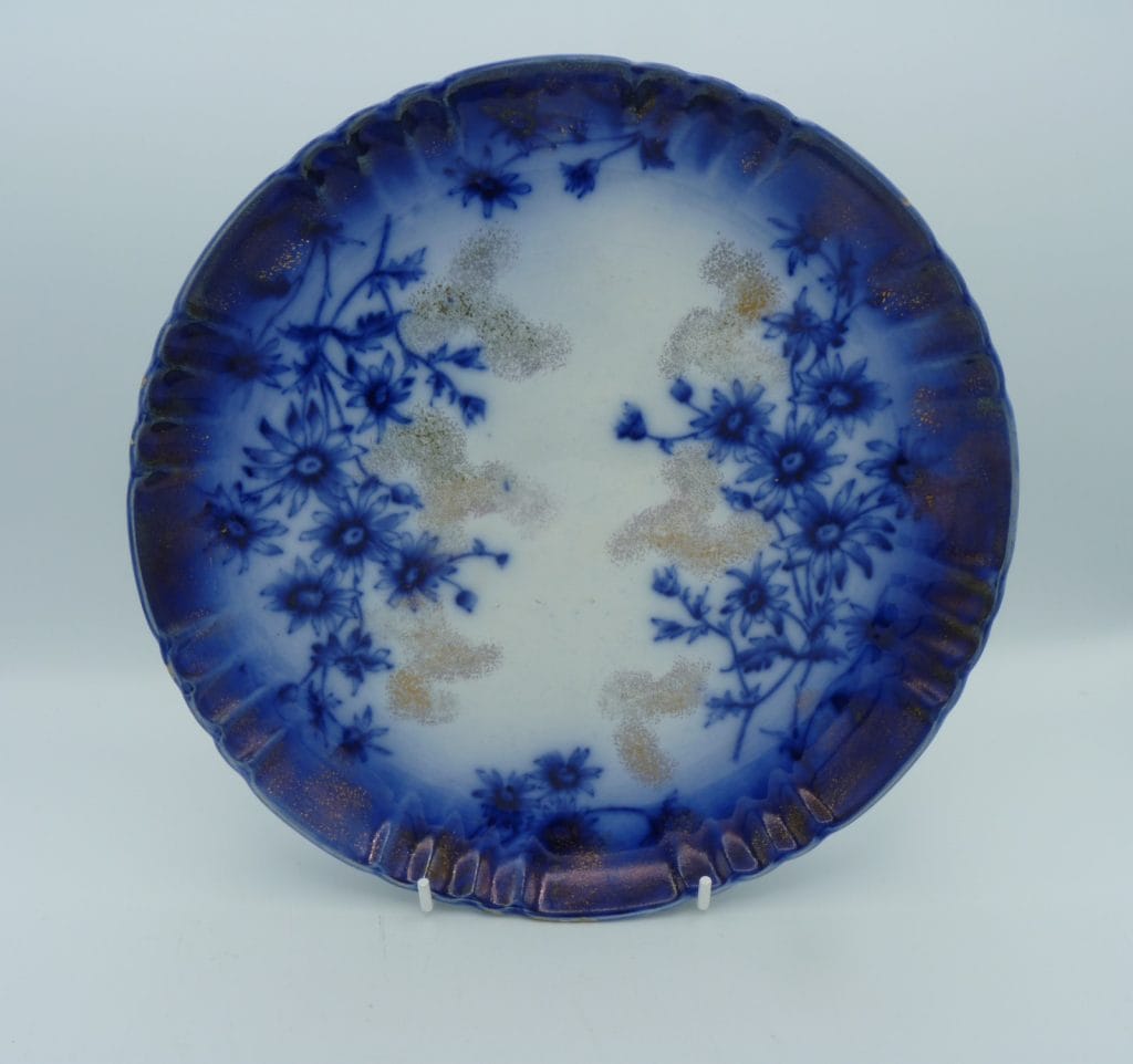 Flow Blue Devon Cake Plate - Jackie's Antique Showcase